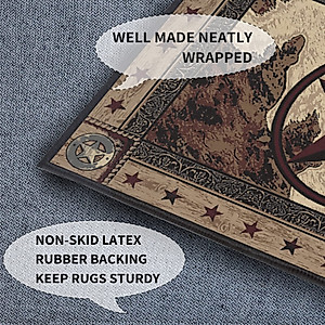 Western Kitchen Rugs and Mats Set of 2, Non-Skid Soft Absorbent Texas Star Kitchen Mats Set for Floor, Rustic Farmhouse Comfort Runner Rug Carpets for Sink, Laundry, Hallway, Dinning Room, Office