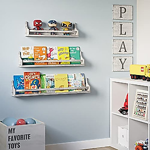 brightmaison Angel 36"-30"-24" Nursery Books Shelves Wall, Kids Bookshelf for Wall, Wall Book Shelf Organizer for Kids, Floating Shelves for Wall Decor, Burnt White, Set of 3