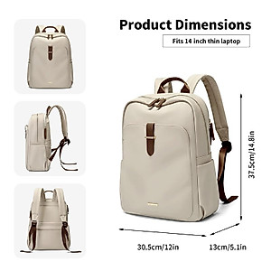GOLF SUPAGS Laptop Backpack Purse for Women Fits 14 Inch Notebook Casual Daypack Work Travel College Bookbag Fashion Computer Bag (Apricot, 14 Inch)