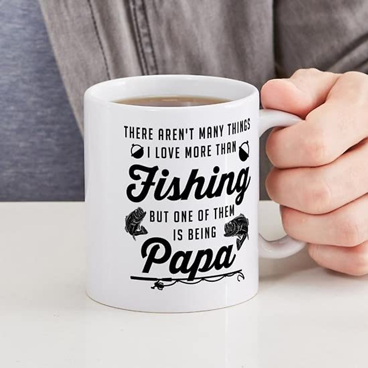 CafePress Love Fishing And Being Papa Ceramic Coffee Mug, Tea Cup 11 oz