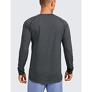 CRZ YOGA Lightweight Long Sleeve Shirts for Men Moisture Wicking Quick Dry Shirt Workout Running Basic Tee Tops Carbon Heather Medium