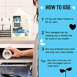 Molly's Suds Liquid Laundry Detergent | Clean Laundry Detergent Soap for Sensitive Skin | 2x Concentrated, High Efficiency (HE) | Peppermint - 100 Loads