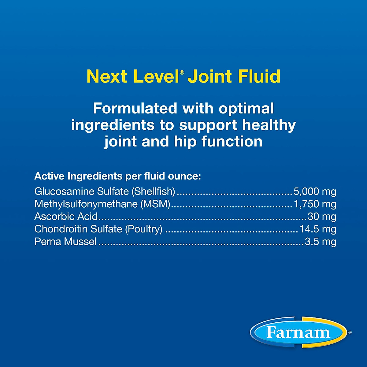 Farnam Next Level Horse Joint Supplement for Horses & Dogs, Helps Maintain Connective Tissue to Ease Joint Stiffness Due to Daily Activity, 32 oz, 32 Day Supply