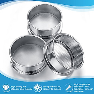 3 Pcs 304 Stainless Lab Sieves, 200 Mesh (0.074 Mm), 80 Mesh (0.18 Mm), 10 Mesh (2 Mm) Aperture Test Sieve, 4 Inch Diameter Economy Test Sieve with Labels for Industrial Laboratory