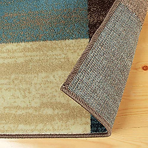 Superior Indoor Area Rug, Neutral Modern Geometric Home Decor For Living Room, Dining, Kitchen, Bedroom, Office, Nursery, Woven Rugs, Jute Backing, Rockaway Collection, 2' x 3', Majolica Blue