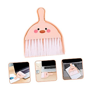 1 Set Mini Hand Broom Dustpan Pets Animal Waste Cleaning Tool Housekeeping Dust Pan Keyboard Broom Brush Small Cleaning Brush Table Crumb Sweeper Mini Handheld Broom Plastic Pink Mobestech