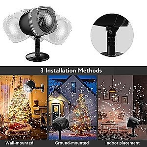 SOMKTN Christmas Snowfall Projector Lights, Holiday Projector Lights Waterproof Snow Flurries Landscape Spotlight with Remote for Xmas Party Wedding Home Decor