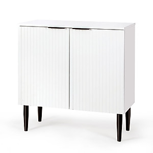 VOWNER Sideboard Buffet Cabinet, Kitchen Accent Cabinet, Modern Credenza with Doors and Adjustable Shelves, Accent Cabinet for Dining Room, Hallway, Bathroom, White
