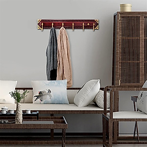 GOJUSLN Clothes-hat Rack Chinese Wall-Mounted Coat Rack Coat Hook Creative Clothes Hat Hook Wall Coat Hook Hanger 20 Inches Long (6 Hooks) Cloak Rack(B)