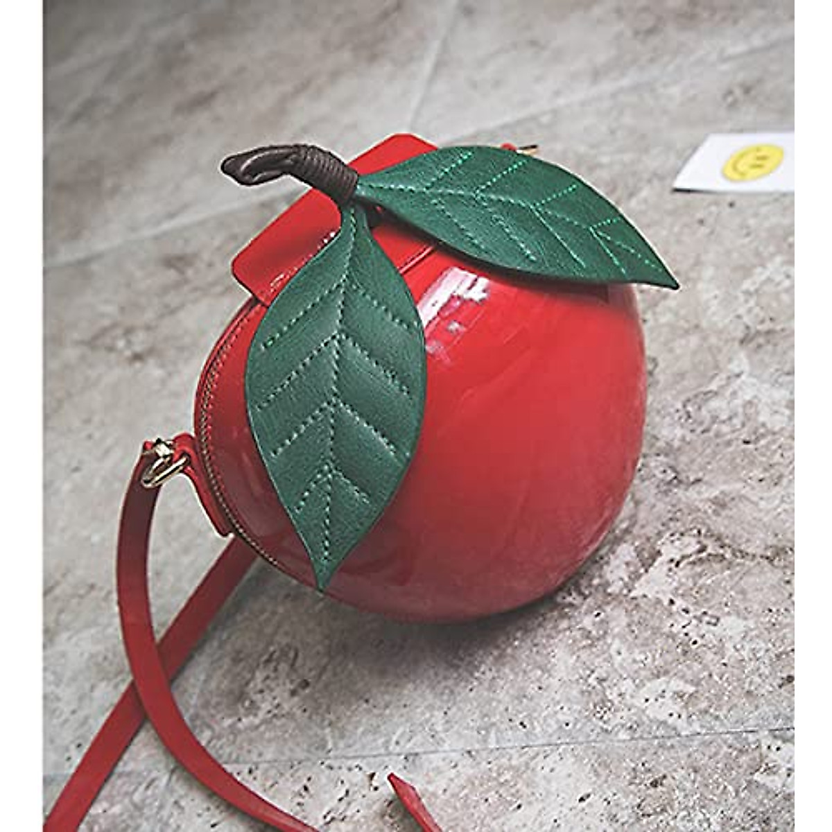 123Arts Fashion Apple Shape PU Leather Handbag Cartoon Shoulder Bags Purse - Red / Green, 191910cm