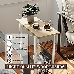 MAXTOWN Narrow Side Table - Slim End Table Nightstand with Storage Holder -Small Tables for Small Spaces -Side Tables Living Room,
