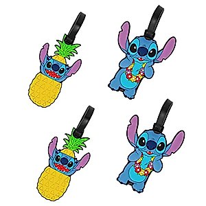 Disney Lilo & Stitch Luggage Tags PVC 4-Piece Set - Stitch Travel Tags & Luggage/Suitcase Tags - Officially Licensed