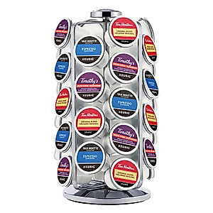 Keurig Storage Carousel, Coffee Pod Storage, Holds up to 36 Keurig K-Cup Pods, Silver