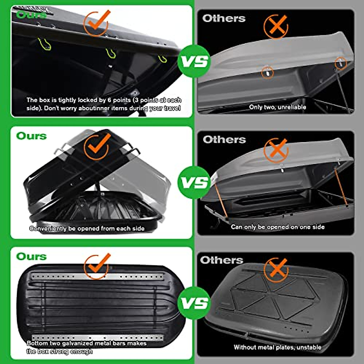 Cargo Box Waterproof Rooftop Cargo Carrier with Car Trunk Organizer Heavy Duty Roof Storage Box Hard Shell Rooftop Cargo Carrier Box Lockable Roof Luggage Storage Case 14 Cubic Feet (Black)