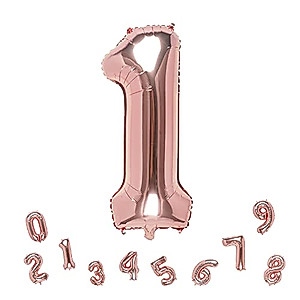 32 Inch Rose Gold Number 1 Balloons Foil Ballon Digital Birthday Party Decoration Supplies (Rose Gold Number 1 Balloon)