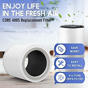 FMDZFL Core 400S Replacement Filter, Compatible with Levoit Core 400S, Part# Core 400s-RF, White, 1 Pack.