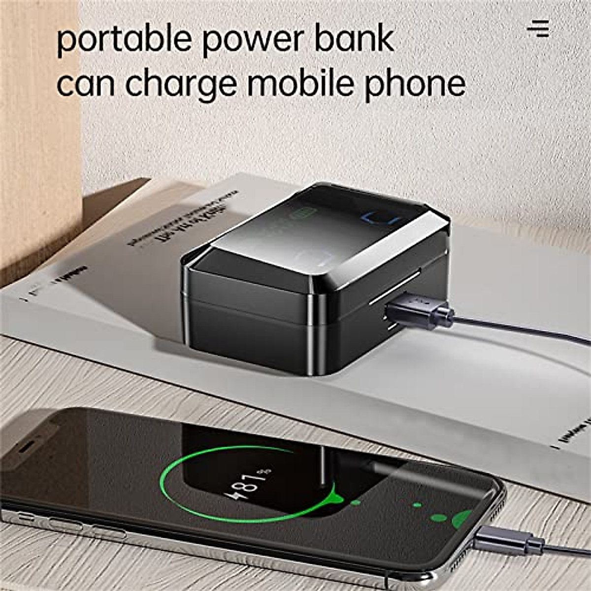 Wireless Bluetooth Headphones, HiFi Stereo Sound & Noise Reduction, Waterproof Digital Display Touch-Control Bluetooth 5.2 Earbuds, for Sport, Gaming