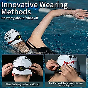 GEORDONG Bone Conduction Headphones, Open Ear Sport Headphones with Headband Waterproof Wireless Earphones with Microphone Innovative Wearing Method for Swimming and Workouts (Black)