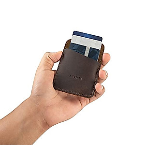 Hide & Drink, Leather Minimalist Card Holder, Holds Up to 4 Cards, Travel Organizer, Accessories, Handmade Includes 101 Year Warranty :: Bourbon Brown