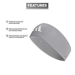 adidas Alphaskin Wide Fit Sports Headband, Grey/White, One Size