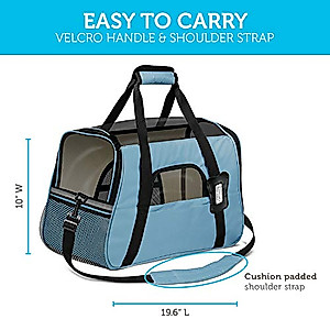 Paws & Pals Airline Approved Pet Carriers with Fleece Bed For Dog & Cat, Large, Mineral Blue