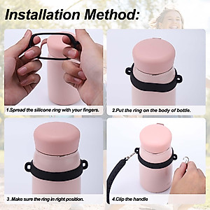 Palksky Water Bottle Strap, Silicone Strap for Water Bottle Sling Handle Waterproof Quick Drying with Safety Ring Carabiner for Most 8-40oz Bottles Compatible with Stanley Cup Accessories Black