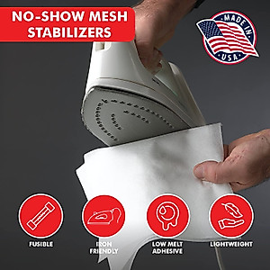 Superpunch Fusible Iron On No Show Mesh Embroidery Stabilizer, 1.5 Oz Lightweight Embroidery Backing Stabilizer-12 Inch x 10 Yard, SuperStable White Stabilizer for Embroidery Machine, Made in USA