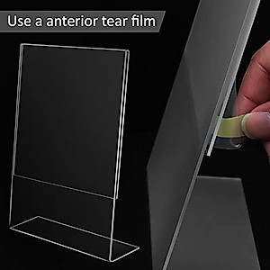 Ludery Acrylic Sign Holder 8.5 x 11, Vertical Slanted Back Sign Holder , Acrylic Stands for Display 8.5 x 11, Tabletop Sign Holder for for Home, Office, Store, Restaraunt - 4Pack (4)