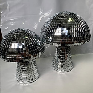 Mxkoso Mushroom Disco Ball for bar, Party, Room, Table Decor - Mirror Disco Ball Mushroom Shape Home Art Decorations (Silver 4 inch)