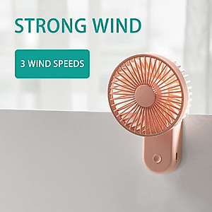 Mini Portable Stroller Fan Battery Operated, Handheld Personal Fan with 3 Speeds, USB Desk Fan Rechargeable, Magnetic Small Clip on Fan for Car Seat Travel Treadmill Crib