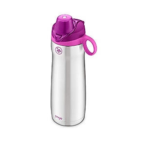 Pogo Vacuum Insulated Stainless Steel Water Bottle with Leak Proof Chug Lid and Silicone Carry Loop, Fuchsia, 26 oz