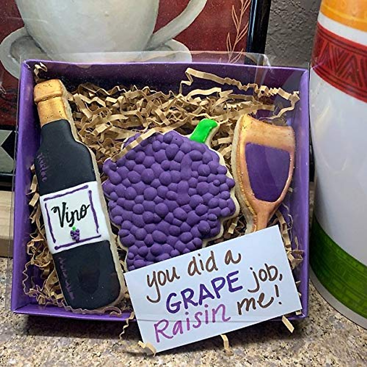 Vineyard/Winery Cookie Cutter 3-Pc Set - Wine Bottle, Glass, Grapes Tin Plated Steel Cookie Cutters