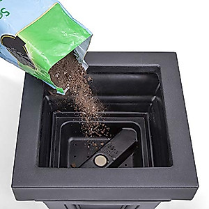 Step2 Atherton Planter Box – Onyx Black Indoor or Outdoor Planter – Customizable Self-Watering Feature – Durable, Low Maintenance Construction – Fully Assembled