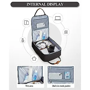 UPPACK Travel Backpack for Women Men Carry on Backpack for Airplanes Large Hiking Back Pack Black Personal Item Backpack Suitcase Overnight Backpack Laptop Backpack 15.6 Inch