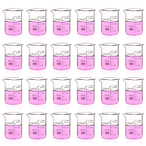 Labvida 24pcs of Low Form Glass Beakers, 3.3 Borosilicate with Printed Graduation, Vol.25ml,LVA037