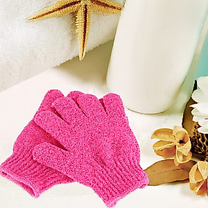 Exfoliating Shower Bath Gloves【4 Pair】Double Side Durable Nylon Shower Gloves Body Scrub Exfoliator & Bathing Accessories for Men,Women & Kids Bath Scrubber for Acne & Dead Cell