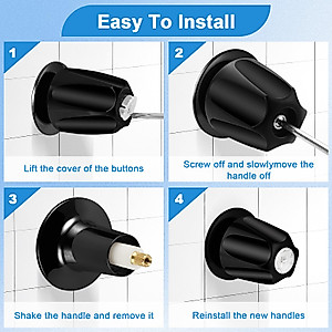 Metal 3 Piece Black Shower Knob Replacement, Compatible with Price Pfister Verve and Bathtub/Shower Faucet Handle, Include Hot and Cold/Diverter Shower Knob, Height 2.35 in Width 2.35 in (Matte Black)