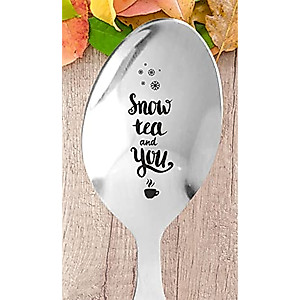 Snow Tea & You Spoon Gift For Christmas for Tea Lover Wife/Husband/Girlfriend/Boyfriend | Christmas Stocking Stuffer | Stainless Steel 7 inches Teaspoon