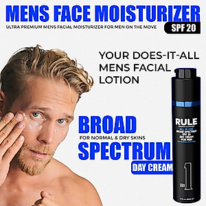 RULE COSMECEUTICALS - No.1 Day Cream, Face Moisturizer for Men, SPF 20, 10-in-1 Men’s Face Cream, Sunscreen for Normal to Dry Skin, Men’s Grooming, Collagen, Vitamin B, C, E, 50 mL