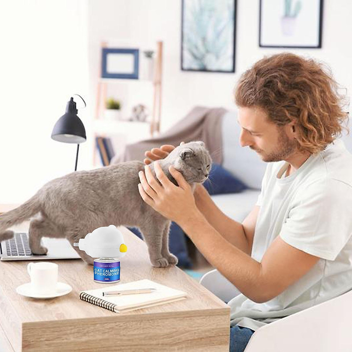 Cat Calming Diffuser - Cat Pheromone Diffuser, Natural Feline Calm Pheromones | Long Lasting Reduces Stress and anxietyy Cat Plug in Calm Diffuser, Anti anxietyy Cat Sedative Diffuser for Serenity