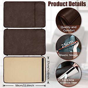 NZDWZDN 3 Pcs Headrest Cover for Recliner Chair Recliner Headrest Protector Faux Leather Headrest Cover with Elastic Straps Couch Headrest Cover with Pocket Chair Arm Covers 22.8 x 14.6 in(Chocolate)