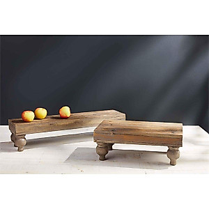 Mud Pie Wood Footed Serving Stand, 12 1/2" x 20 1/4" Brown