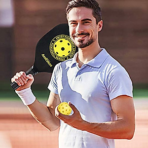 Amicoson Pickleball Paddles - Pickleball Set of 4 Paddles, Indoor & Outdoor Pickleball Balls, Pickleball Paddle Set of 4 Wood Pickleball Racket Ergonomic Cushion Grip, 8 Pickleball Balls & 1 Carry Bag