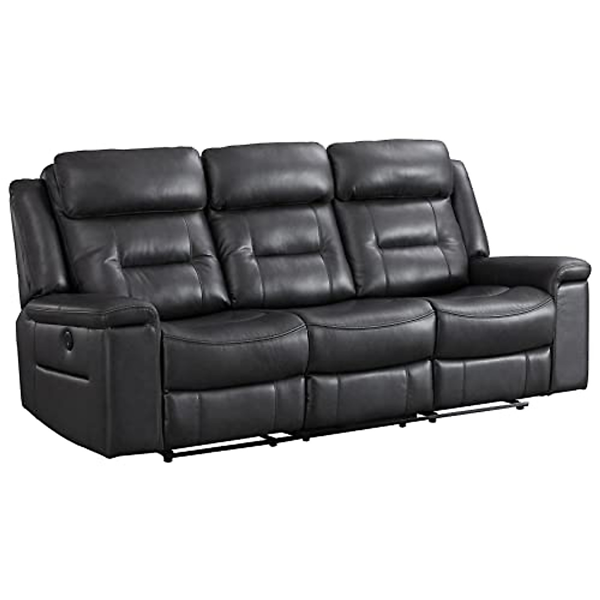 Signature Design by Ashley McAdoo Contemporary Faux Leather Tufted Reclining Power Sofa, Black