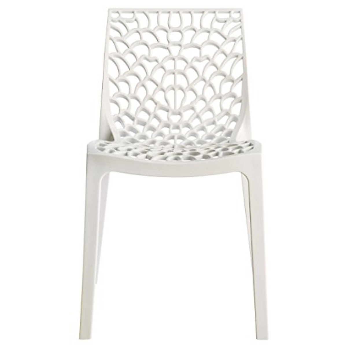 UpOn Gruvyer Indoor Outdoor Dining Chairs, from Italy, Stackable, Strong - Brilliant White (2 Chairs)