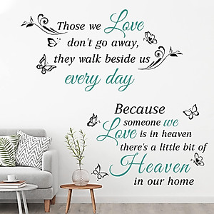Quotes Saying Wall Decals Because Someone We Love is in Heaven Decal Peel and Stick Lettering Words Wall Stickers Memory Wall Decals Vinyl Inspirational Religious Wall Decal For Home Family Room Decor