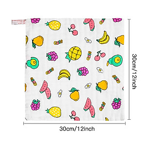 GIELYPANO 100% Cotton Absorbent Kitchen Dish Towels Set of 3,Gauze Kitchen Hand Towels, Ultra Soft Dish Towels Dish Cloths, Quick Drying Dish Rags - 12 x 12 Inches, 3 Pack (Fruit)