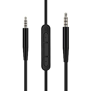 QC45 Replacement Audio Cable Cord for Bose QC25, QC35, QuietComfort 25, QuietComfort 35, On-Ear 2,OE2,OE2i, NC700, Soundlink, SoundlinkII Headphones with Inline Mic/Remote Volume Control (Black)
