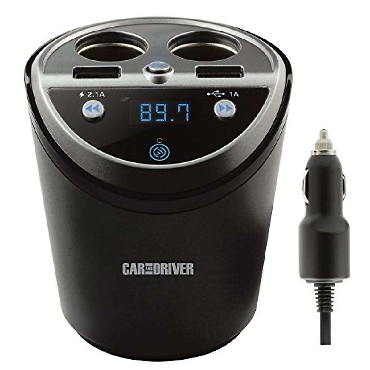 CAR AND DRIVER Bluetooth FM Transmitter Cup Holder for Car with Built-in Dual USB Fast Charging Ports & Dual Cigarette Lighter 12V Power Sockets. Audio Adapter Receiver Wireless. Handsfree Car Kit