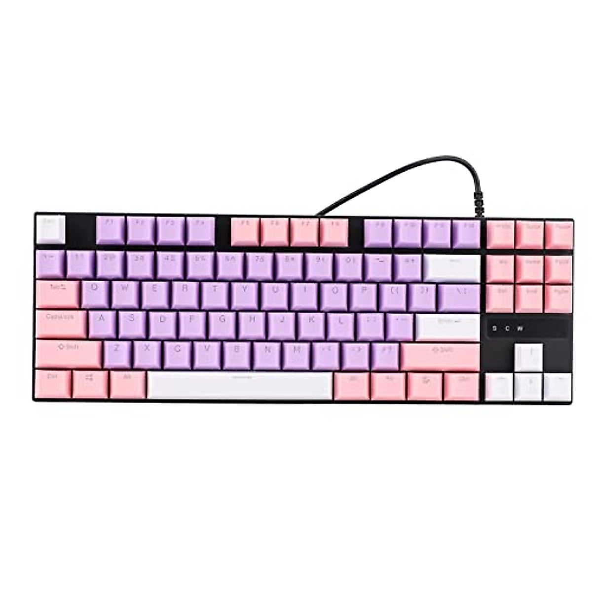 Dilwe Mechanical Gaming Keyboard,RGB 26 Backlit USB Wired Keyboard,Waterproof PC Keyboard,Portable 87 Key Ergonomic Mechanical Gaming Keyboard,Wired Computer Keyboard for Windows (Pink